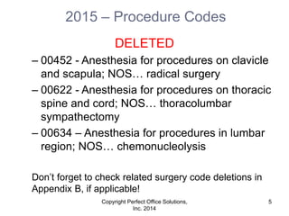 2015 Anesthesia Coding Updates | PPT