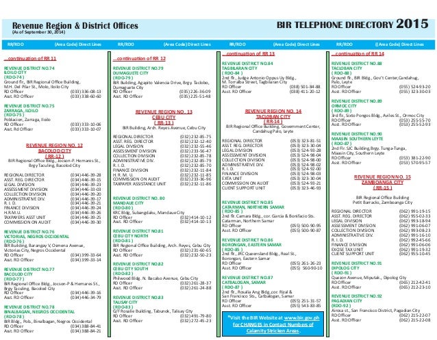 2015 BIR Tax Calendar