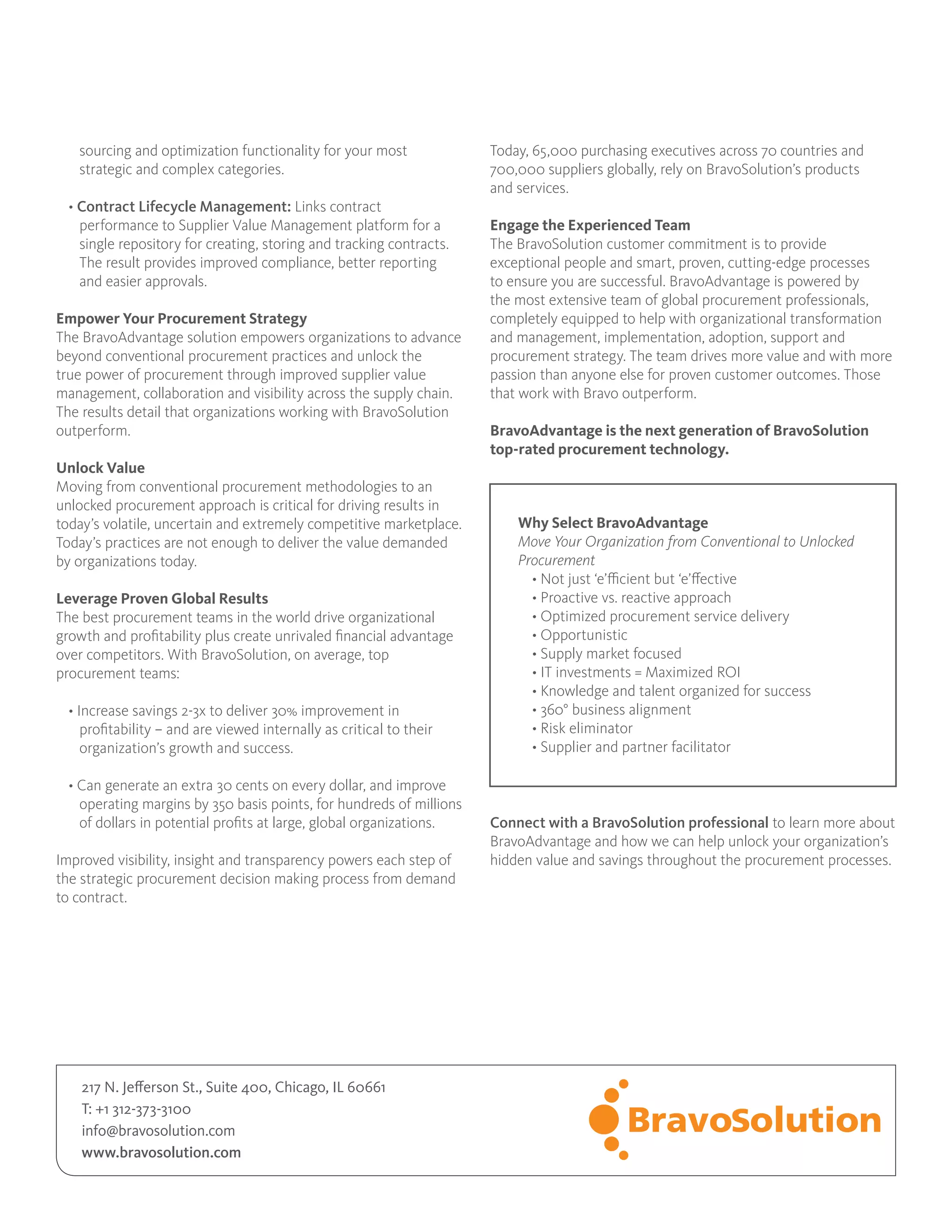 BravoAdvantage - Strategic Procurement Platform | PDF