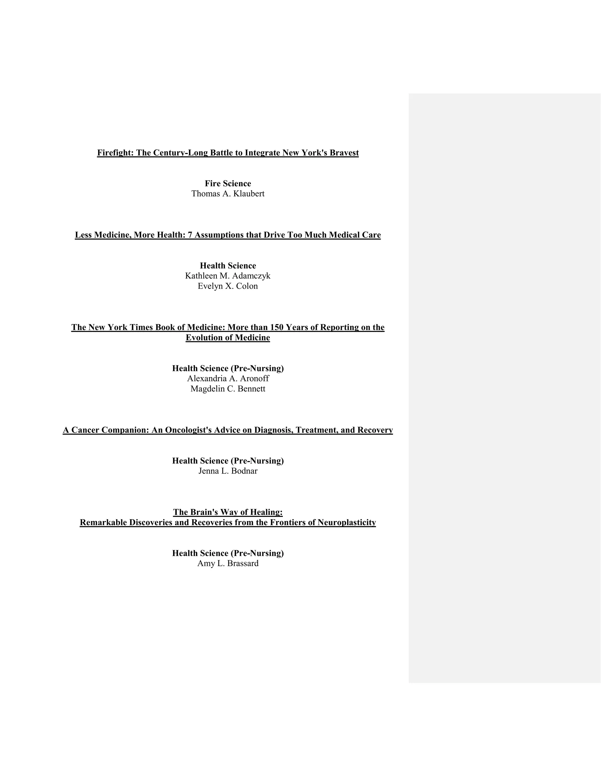 2015 convocation book list | PDF