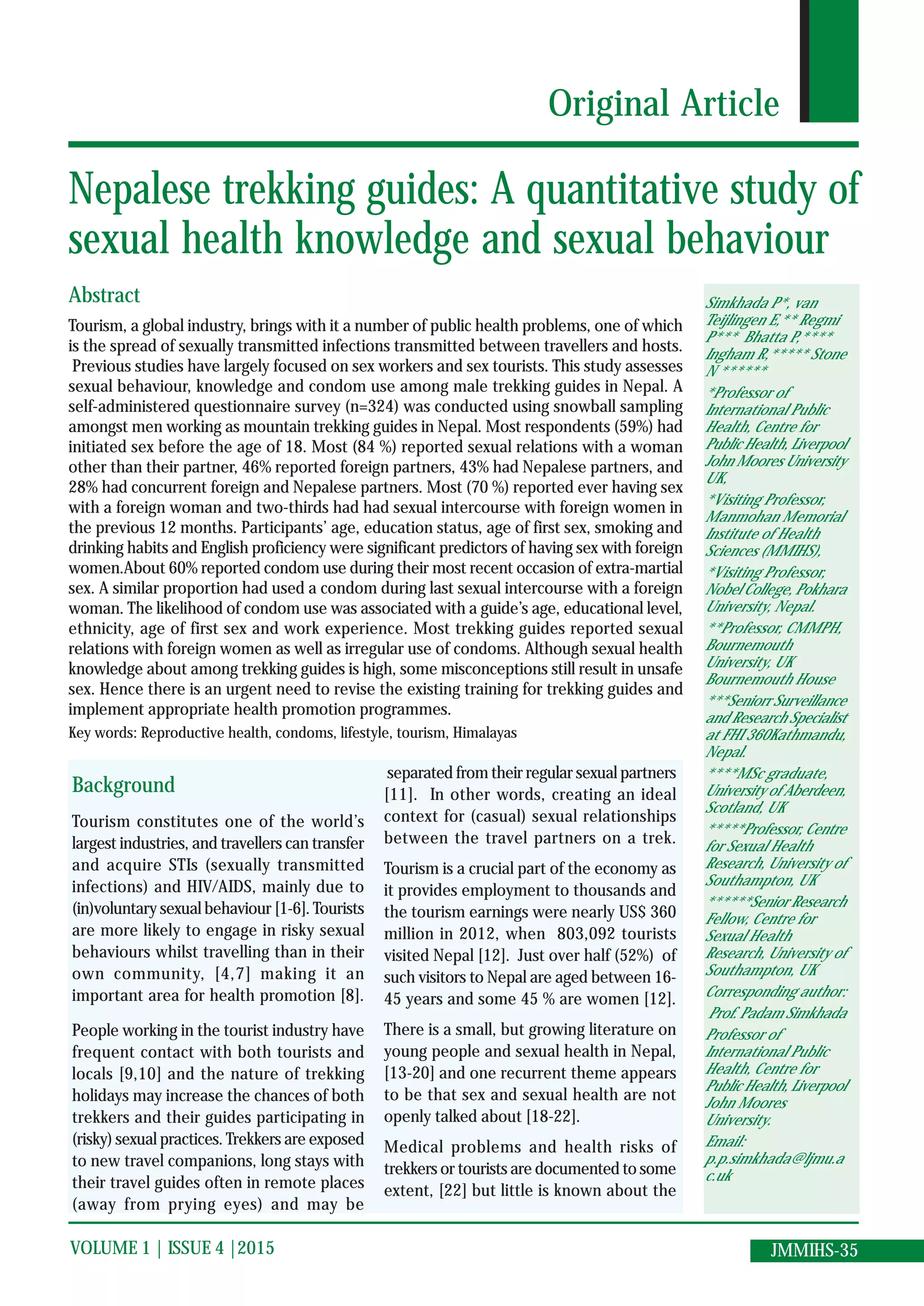 2015 Ecotourism And Sex Among Trekking Guides Pdf