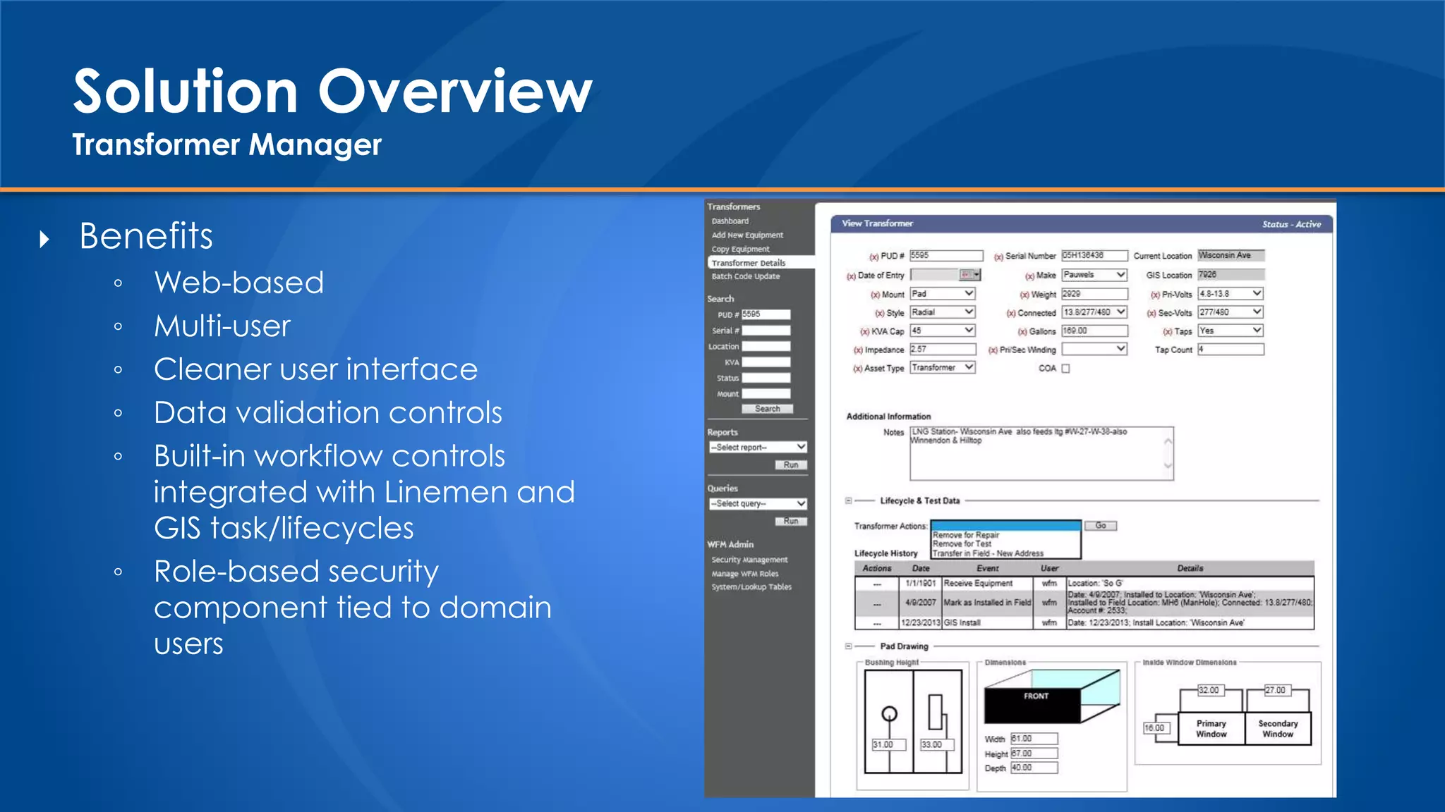 Transformer Management . Full Lifecycle Support Using GIS and a Web Application. | PPTX