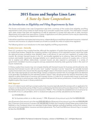 Excess and Surplus Lines Law: A 3-State Sample of a Complete State-by ...