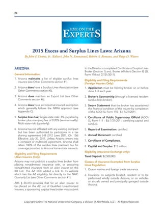 Excess and Surplus Lines Law: A 3-State Sample of a Complete State-by ...