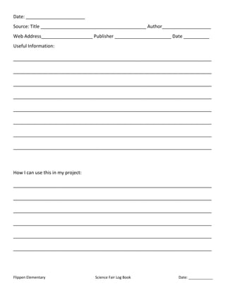 Log Book for Science Fair | PDF