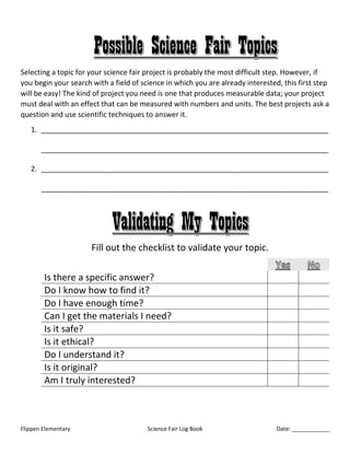 Log Book for Science Fair | PDF