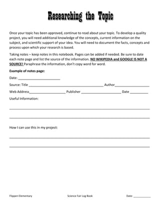 Log Book for Science Fair | PDF