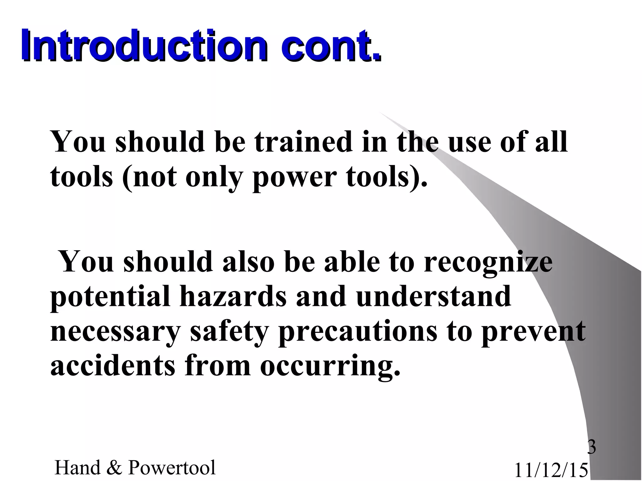 Hand and Powertool Safety Course | PPT
