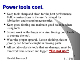 Hand and Powertool Safety Course | PPT