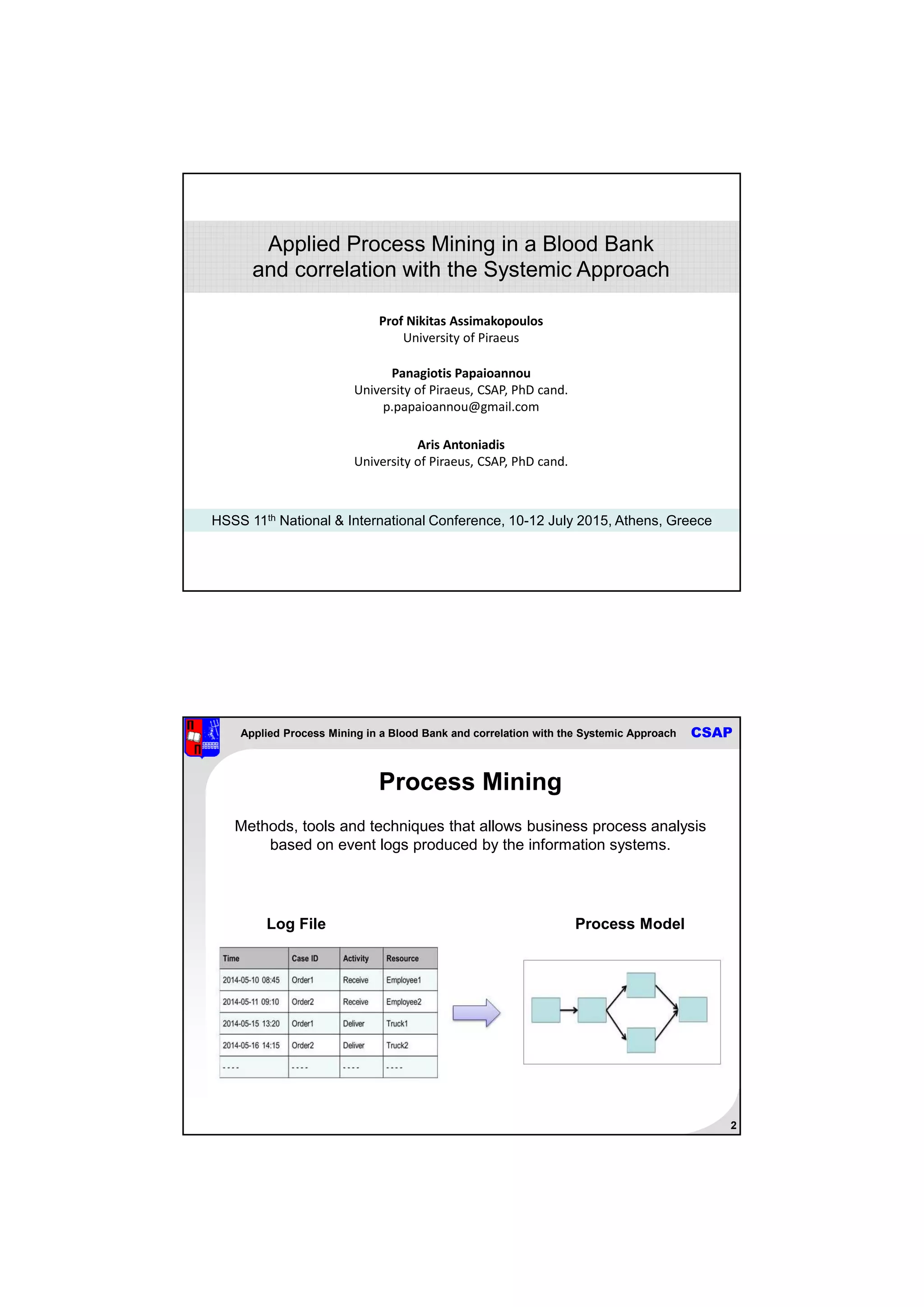 Process Mining applications and a correlation with the Systemic Approach (applied Process Mining ...