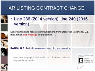 2015 IAR Residential Forms Changes | PPT