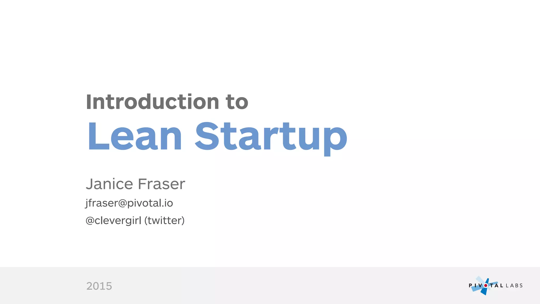 2015 Introduction to Lean Startup | PPT