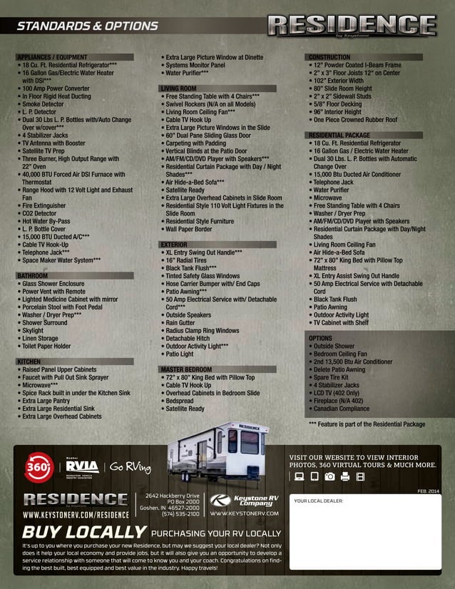 2015 Keystone Residence Destination Trailers | PDF | Home Appliances ...