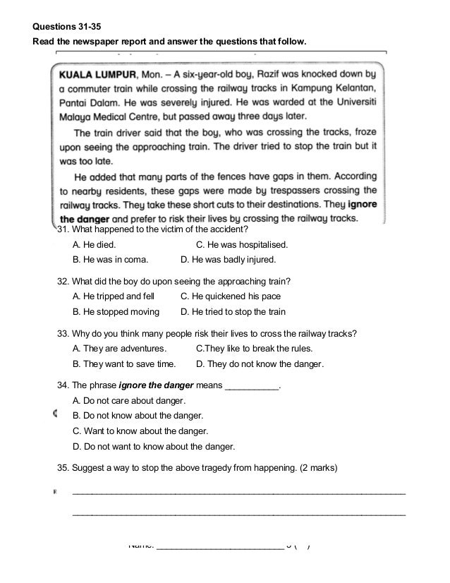 2015 Kssr Year 5 English Test Paper 1 2nd Semester 2015 Kssr Year 5 English Test Paper 1 2nd Semester