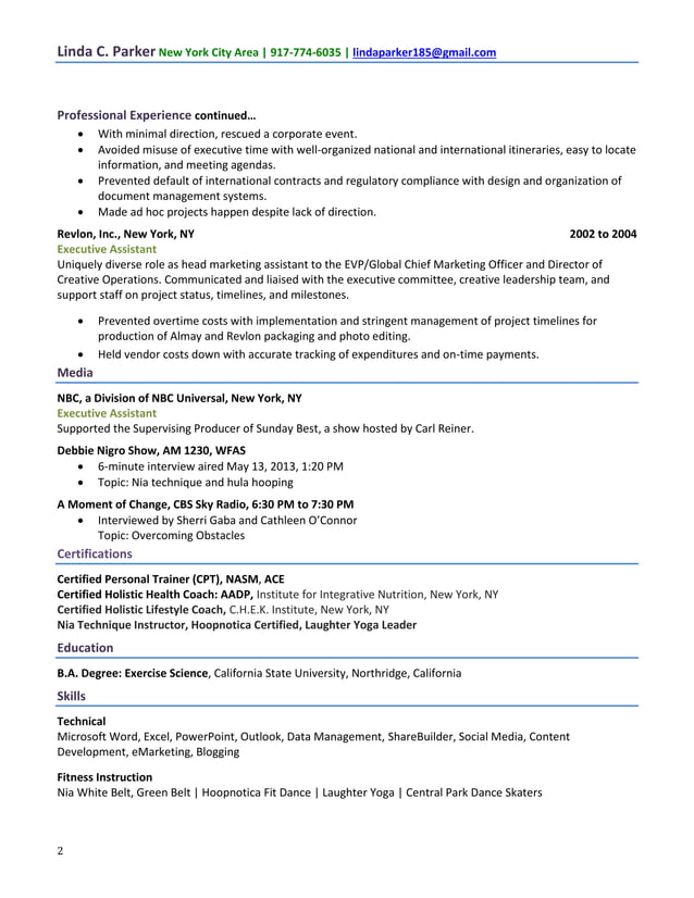 2015 Linda Parker Resume | PDF | Business | Business and Finance