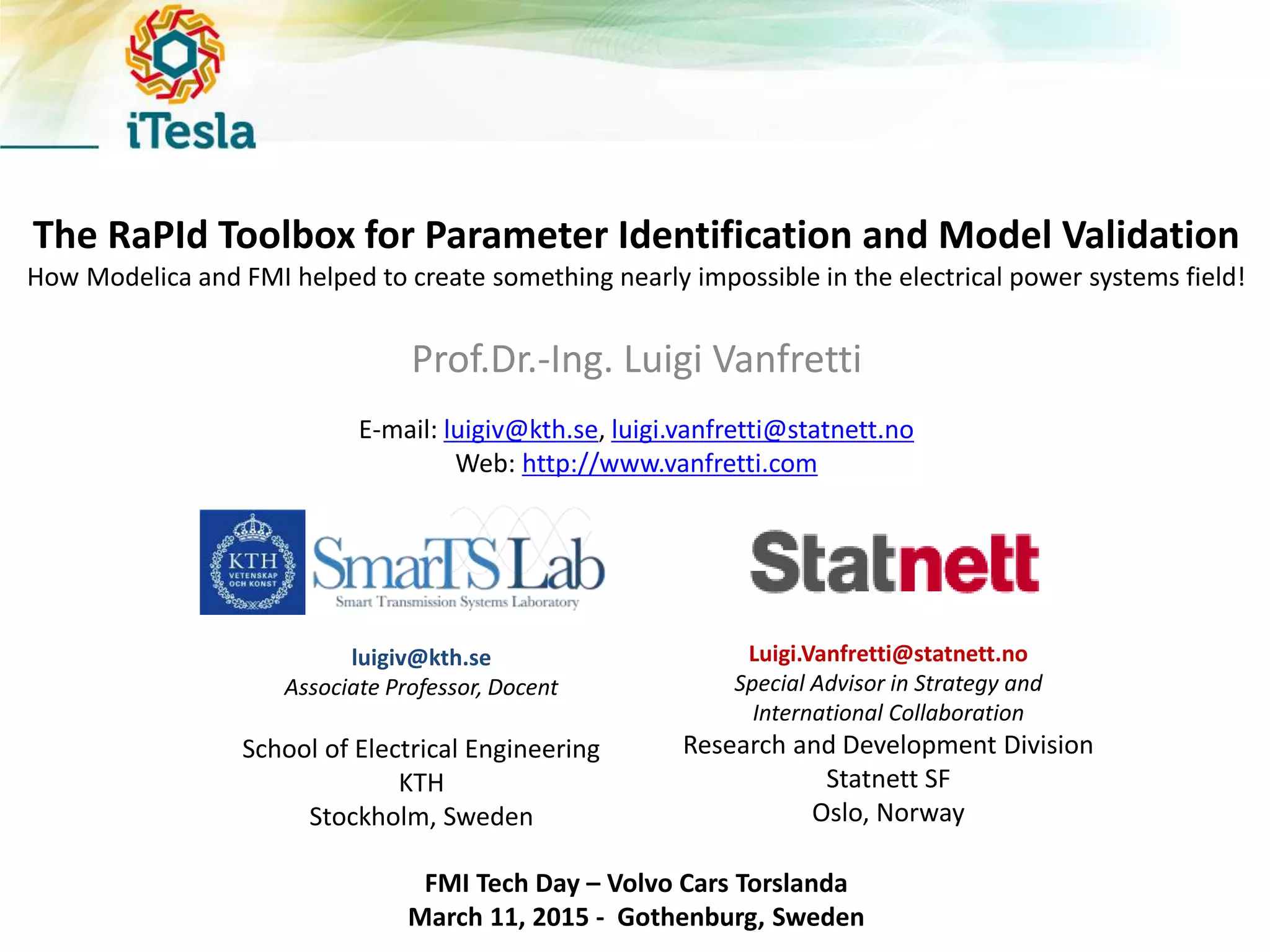 The RaPId Toolbox for Parameter Identification and Model Validation ...