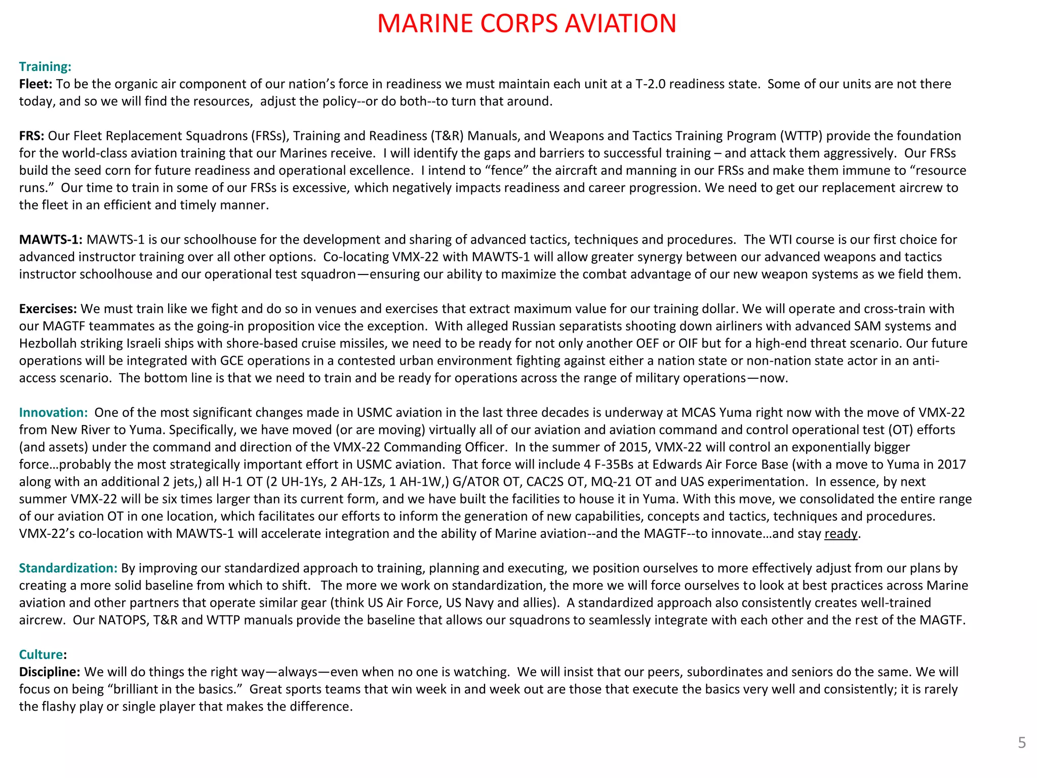 2015 Marine Corps Aviation Plan | PDF