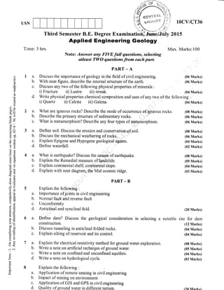 3rd Semester (June; July-2015) Civil Engineering Question Paper | PDF