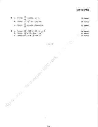 3rd Semester Mechanical Engineering (June/July-2015) Question Papers | PDF
