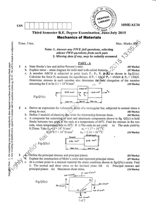3rd Semester Mechanical Engineering (June/July-2015) Question Papers | PDF