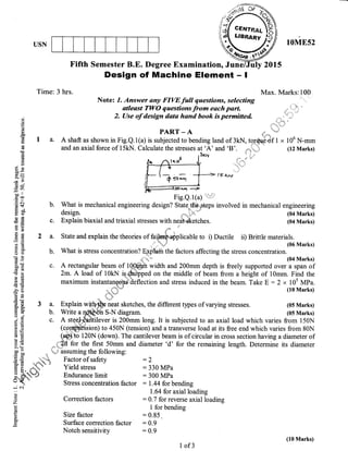 5th Semester Mechanical Engineering (June/July-2015) Question Papers | PDF