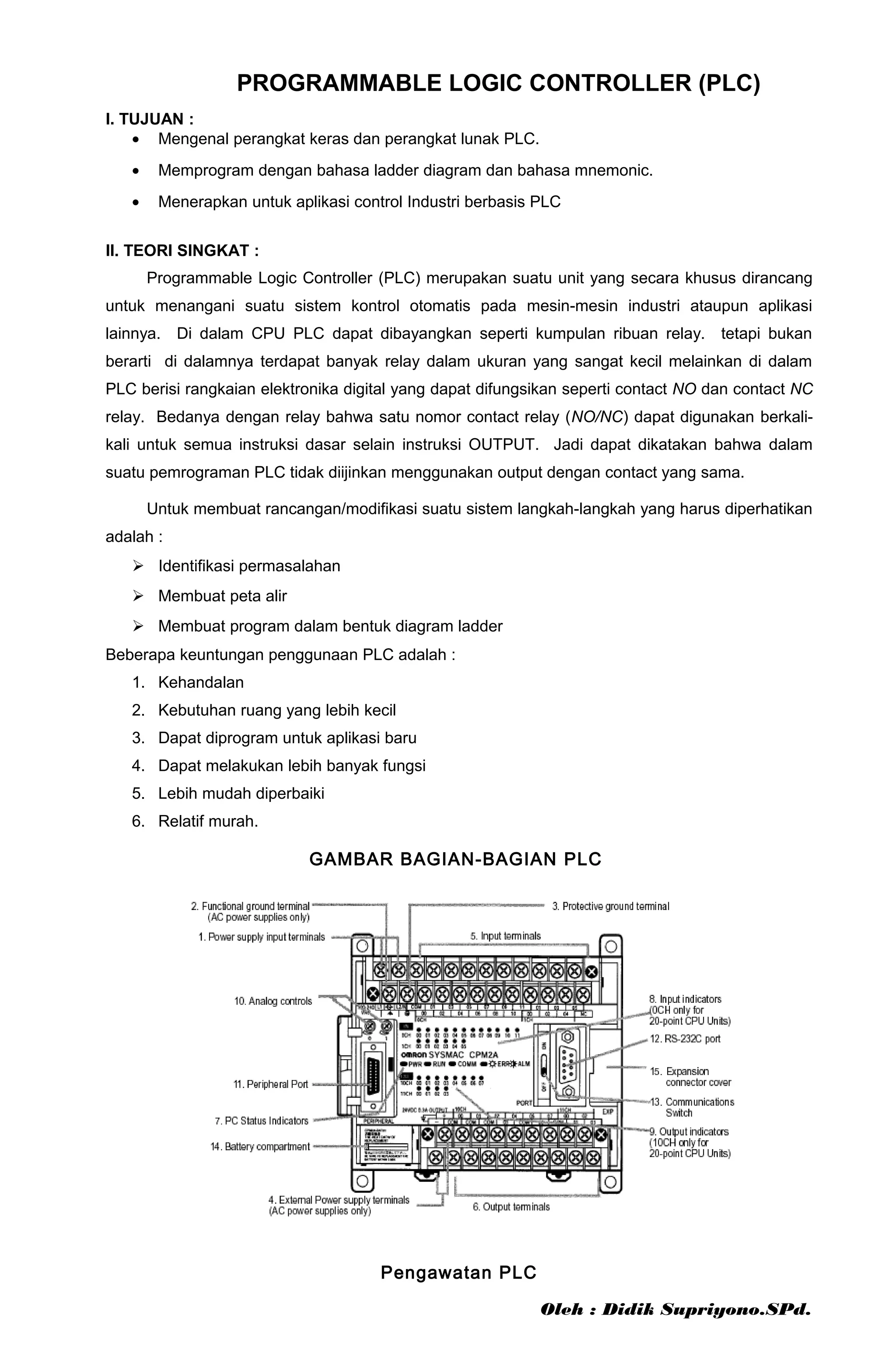 MODUL PLC (Programmable Logic Control) DIDIK | DOC