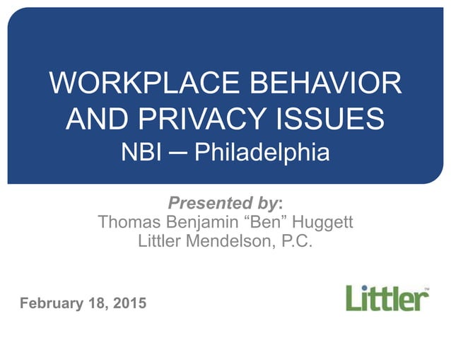 Workplace Behavior and Privacy Issues - Employer Responses | PPT