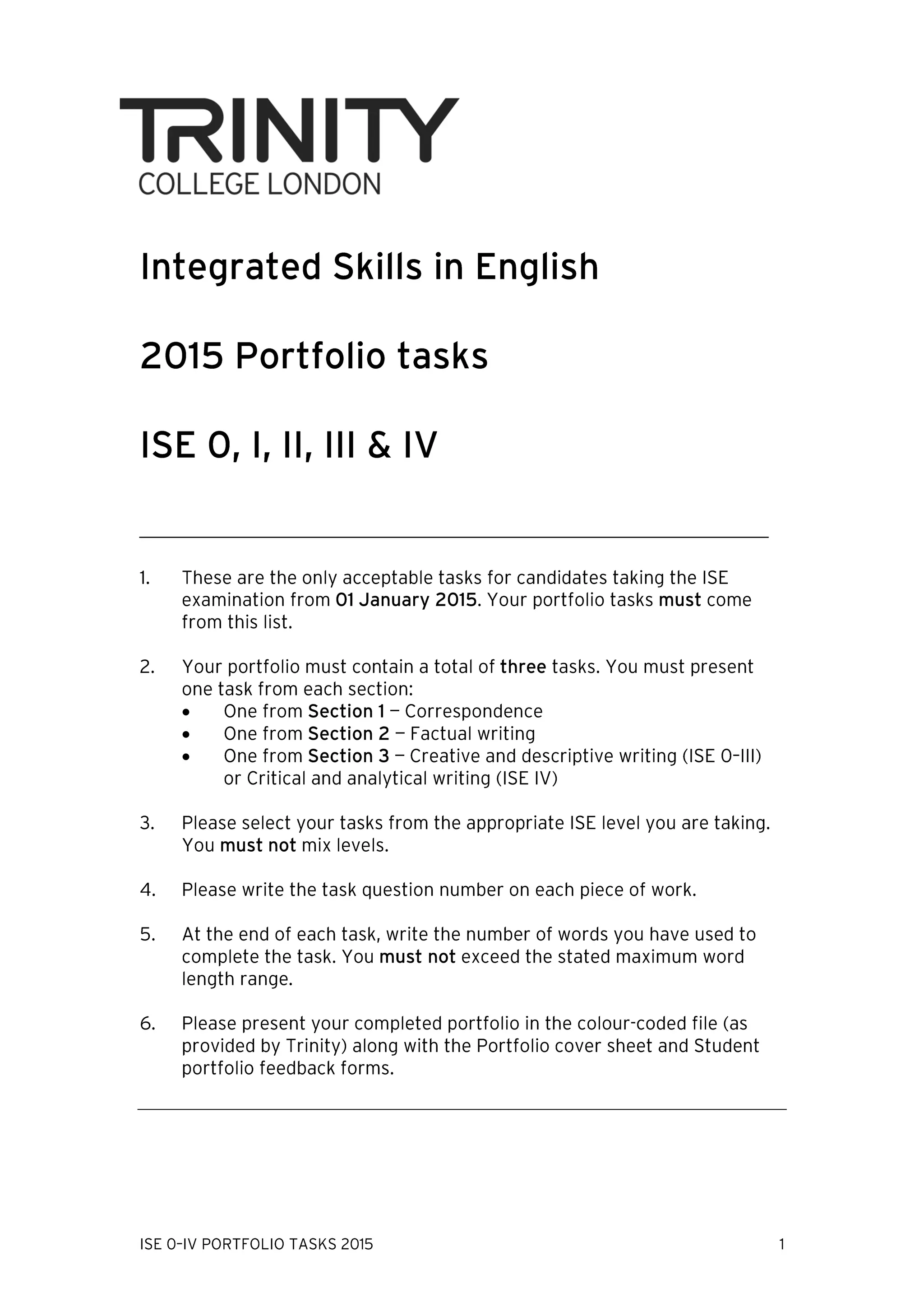 2015 portfolio tasks (ise 0 iv) | PDF