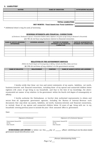 2015 SALN Form (Sworn Statement of Assets, Liabilities and Net Worth) | DOC