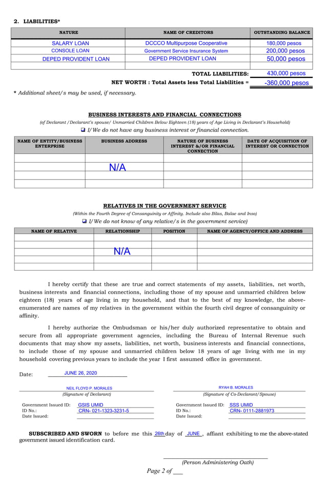2015 saln form_[pdf] | PDF | Personal Taxes | Personal Finance