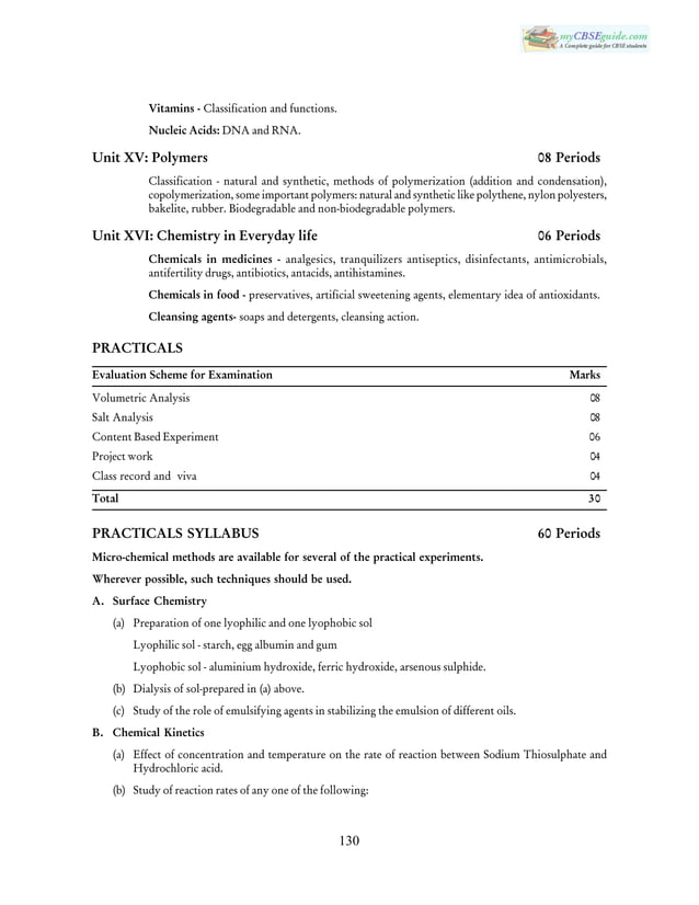 2014-2015 syllabus Class12_chemistry | PDF | Chemistry | Science