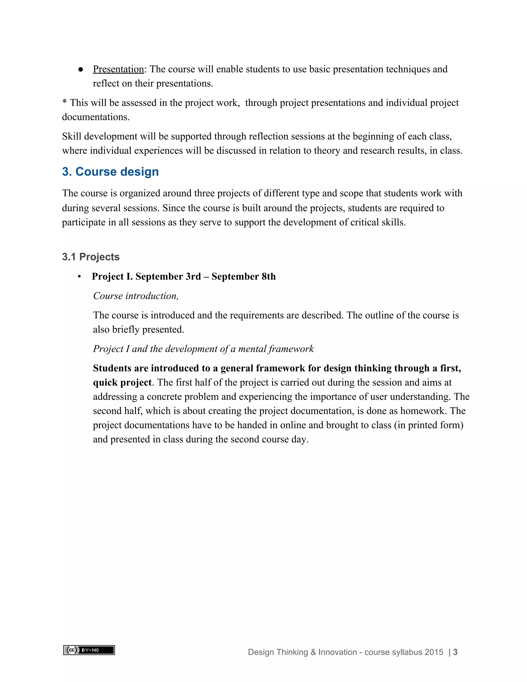 Design Thinking and Innovation Course Syllabus | PDF