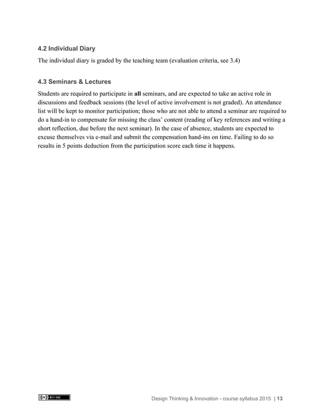 Design Thinking and Innovation Course Syllabus | PDF | Homework and ...