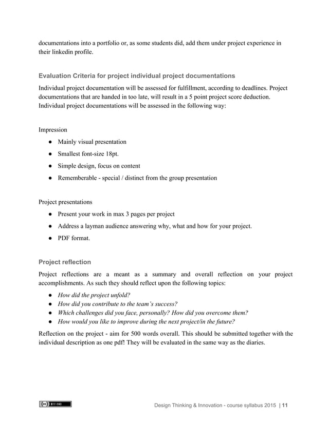 Design Thinking and Innovation Course Syllabus