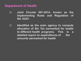 2015 utilization of sin tax | PPTX