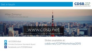 Adding value – Using your CDP disclosure to report in your mainstream report | PPT