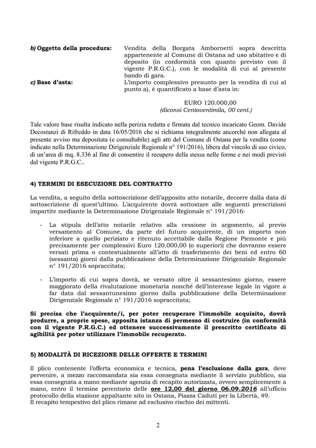 Bando acquisto Amburnetto - Ostana | PDF