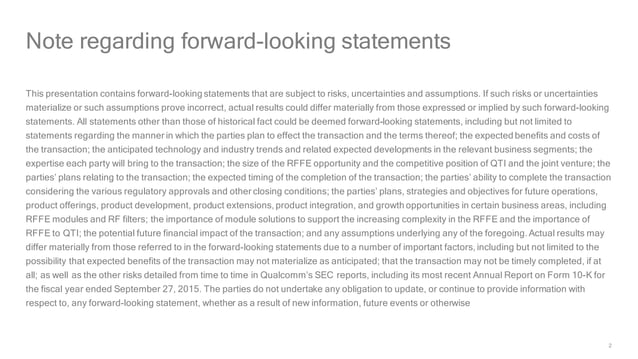 Qualcomm-TDK JV Presentation | PDF