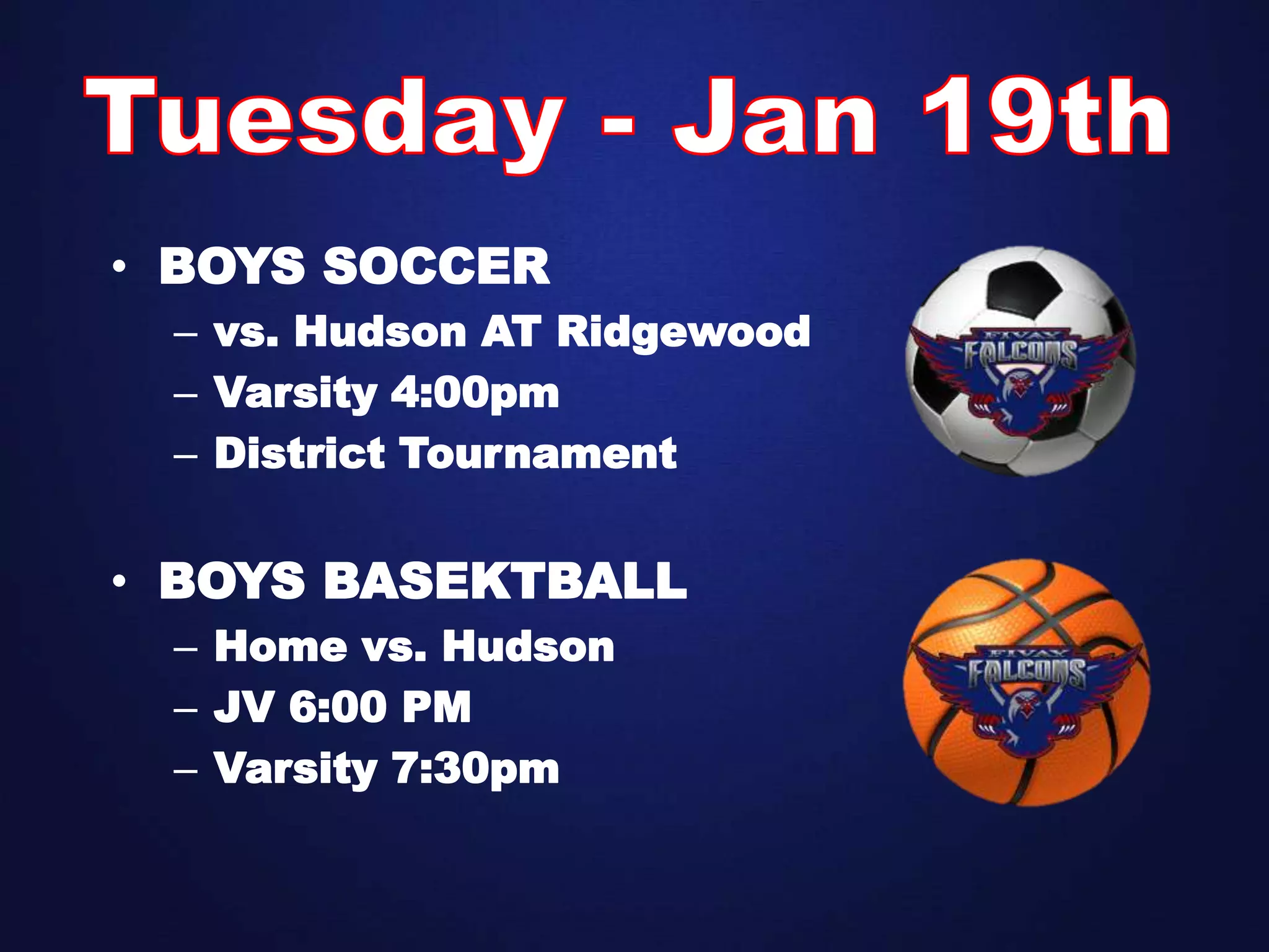 Fivay Athletics Jan 18-23 | PPTX