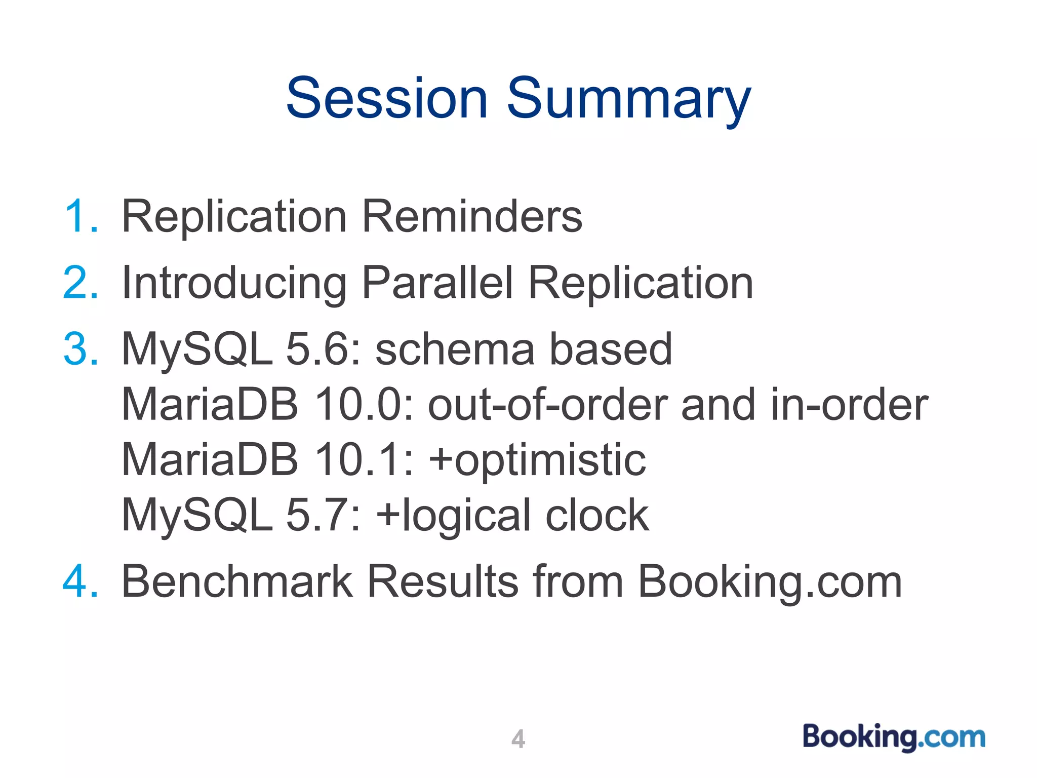 MySQL Parallel Replication: inventory, use-cases and limitations | PPT