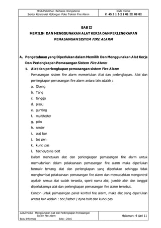 2016 02 megunakan alat plengkapan pmasangan sistem fire alarm | PDF