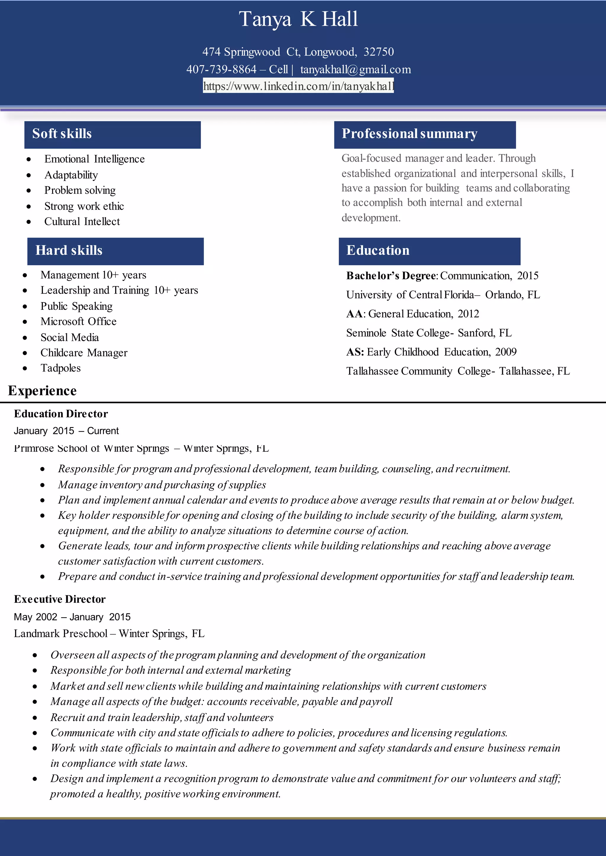 Tanya Hall Resume | PDF