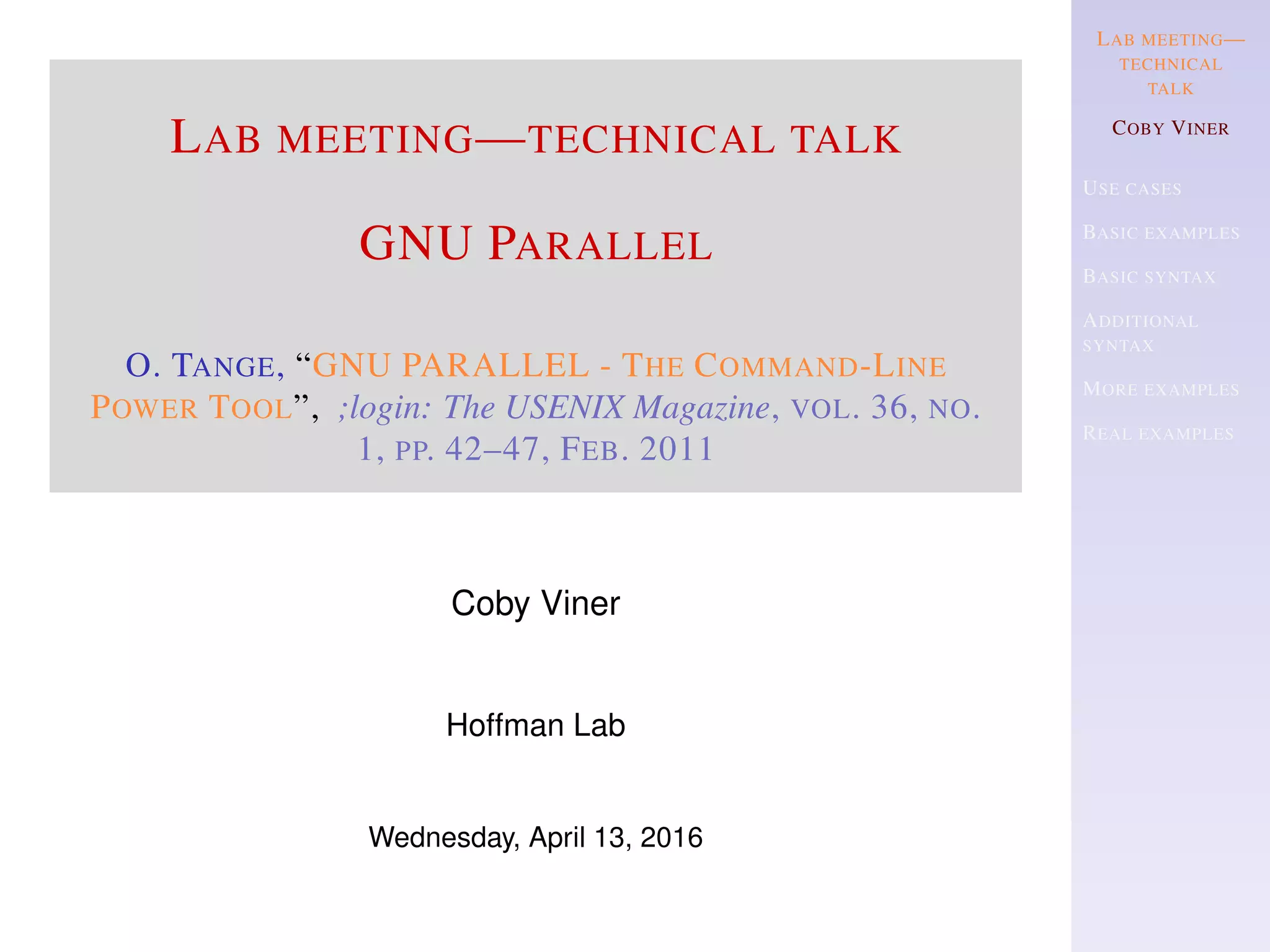 GNU Parallel | PPT