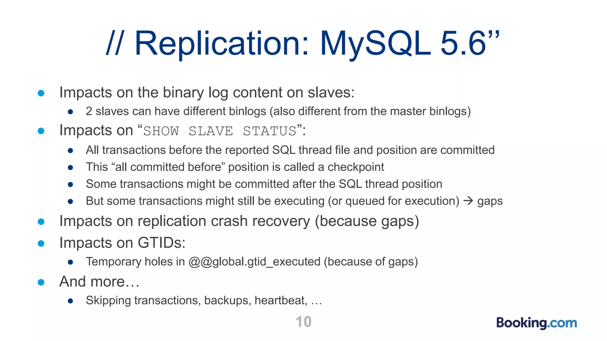 MySQL Parallel Replication: inventory, use-case and limitations | PPT