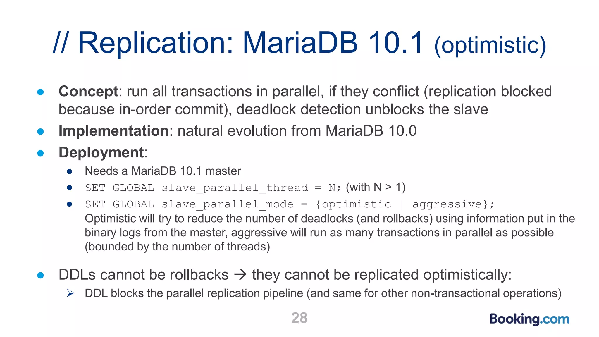 MySQL Parallel Replication: inventory, use-case and limitations | PPT