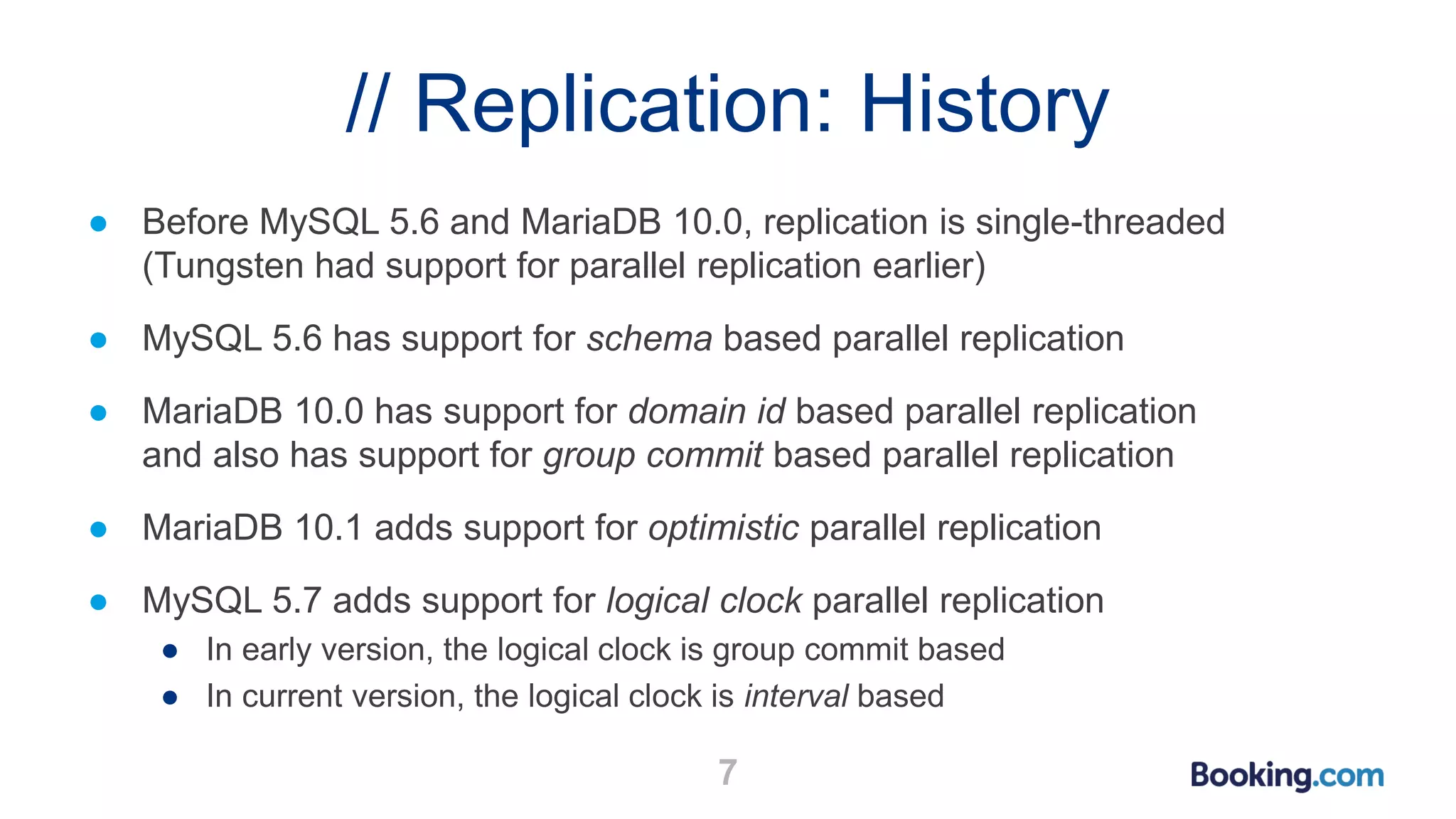 MySQL Parallel Replication: inventory, use-case and limitations | PPT