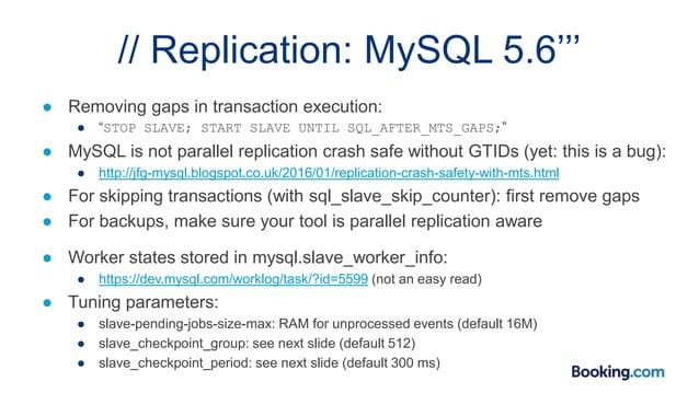 MySQL Parallel Replication: inventory, use-case and limitations | PPT
