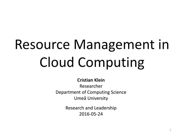 Resource Management in Cloud Computing | PPTX