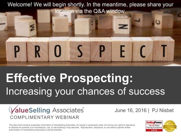 Effective Prospecting: Increasing Your Chances of Success | PPT
