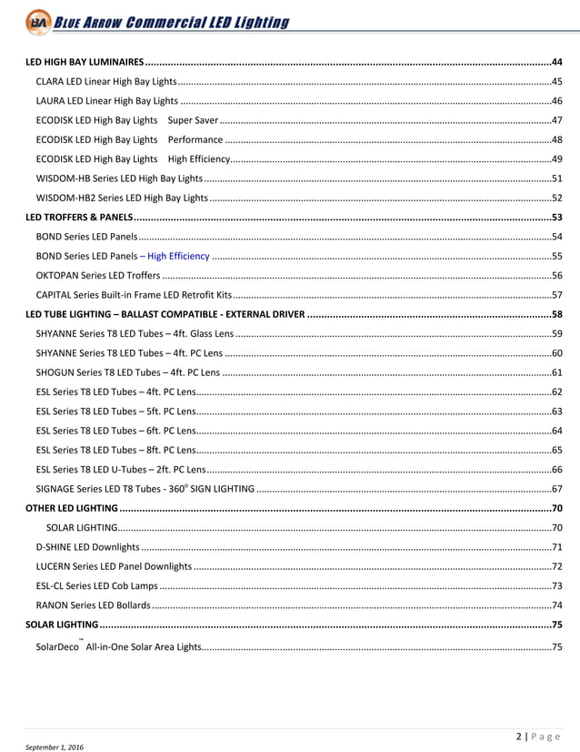 Blue Arrow Commercial LED Product Catalogue | PDF